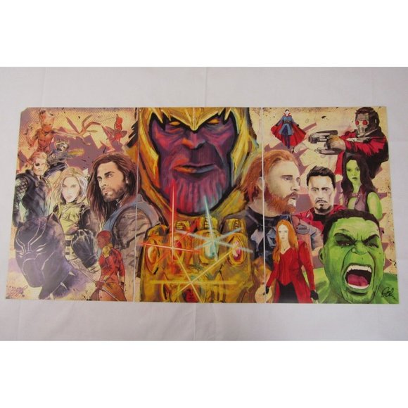 Marvel | Wall Decor | Signed Marvel Comic Watercolor Art Print 7x33 ...